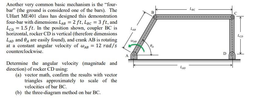 Solved Another very common basic mechanism is the "fourbar" | Chegg.com