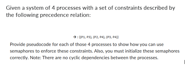 Solved Given a system of 4 processes with a set of | Chegg.com