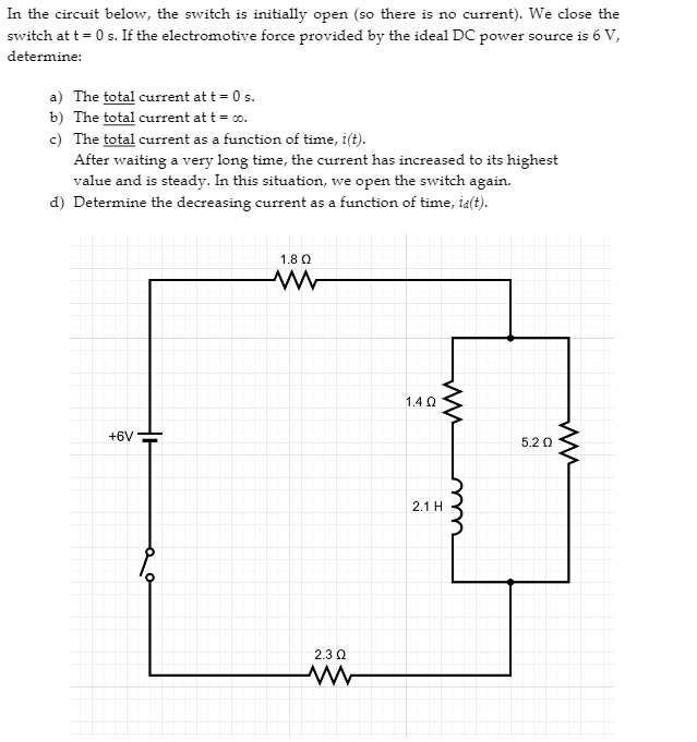 Solved In the circuit below, the switch is initially open | Chegg.com