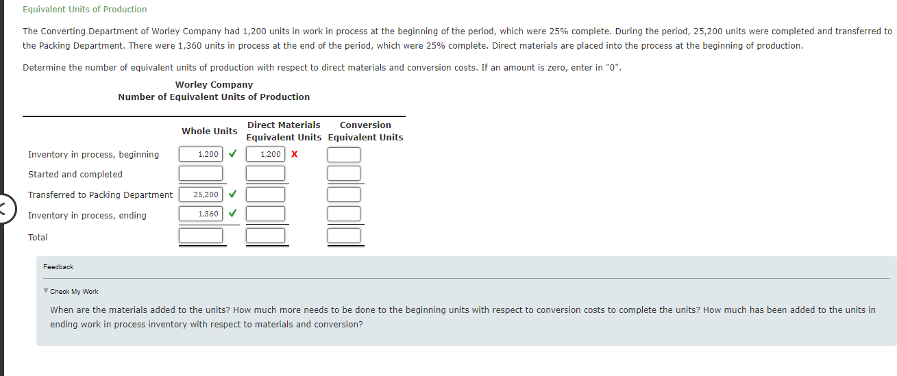 Solved Determine the number of equivalent units of | Chegg.com