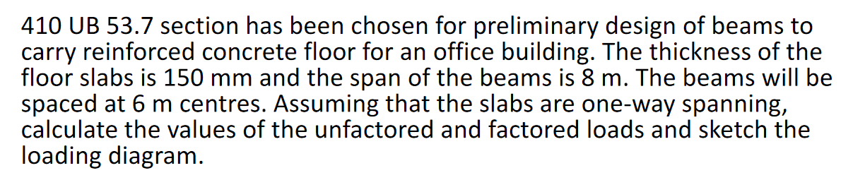 410 UB 53.7 section has been chosen for preliminary | Chegg.com