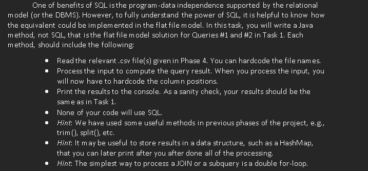 One of benefits of SQL is the program-data | Chegg.com