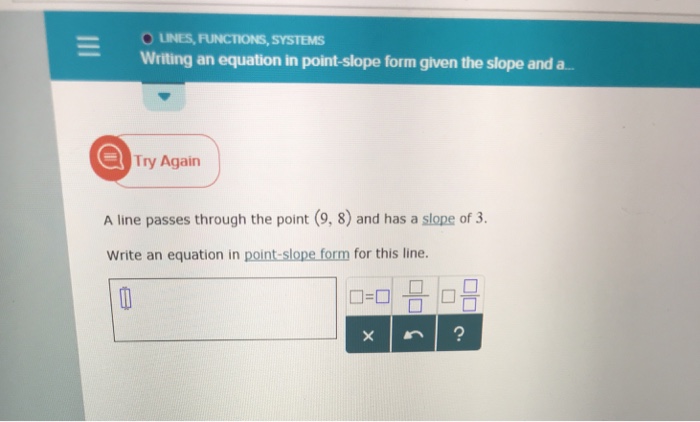 Solved O Lines Functions Systems Writing An Equation In