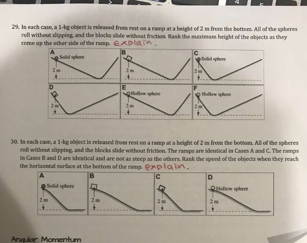 Solved 1) In each case, a 1-kg object is released from rest | Chegg.com