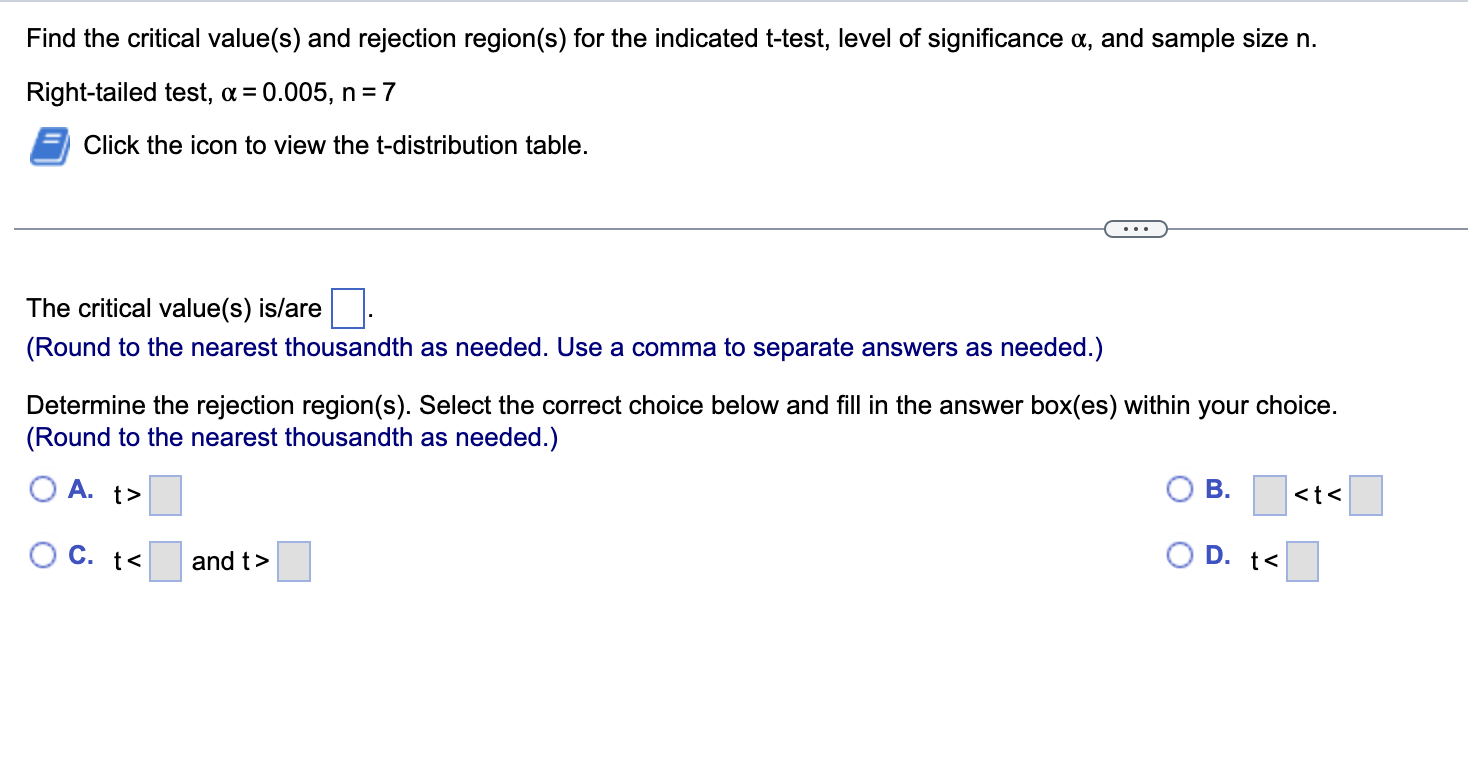 Solved t-Distribution TableFind the critical value(s) and | Chegg.com