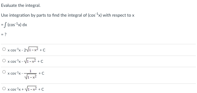 Solved Evaluate the integral.Use integration by parts to | Chegg.com