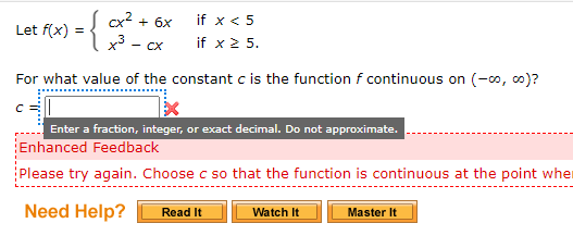 Solved Let f(x) = { cx2 + 6x if x
