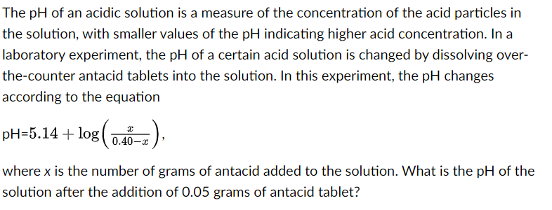 Solved The pH of an acidic solution is a measure of the | Chegg.com