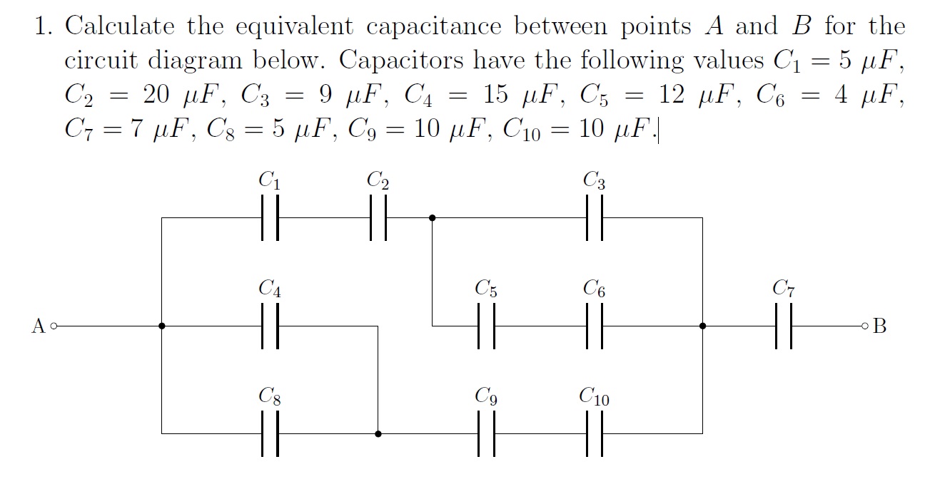 Solved Calculate the equivalent capacitance between points A | Chegg.com