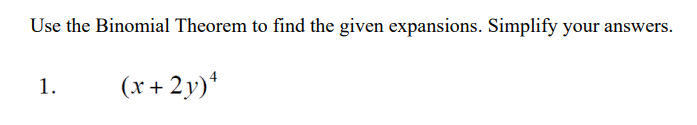 Solved Use the Binomial Theorem to find the given | Chegg.com