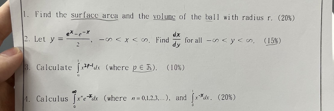 Solved 1. Find the surface area and the volume of the ball | Chegg.com