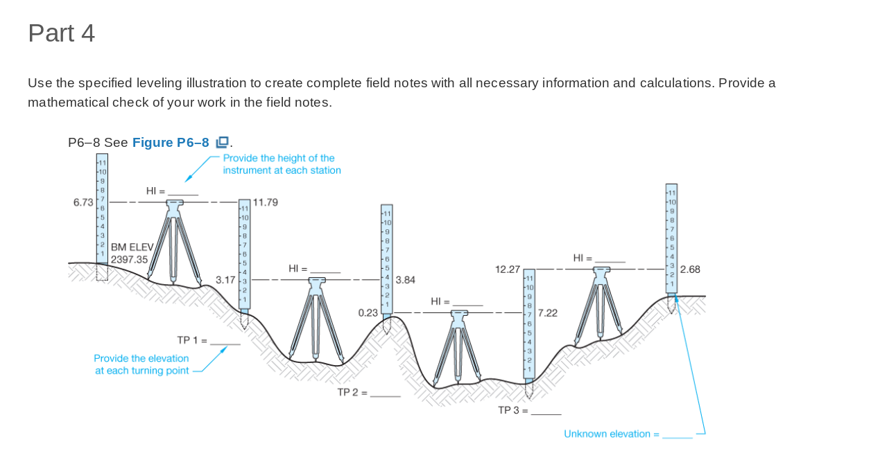 Solved Part 4 Use the specified leveling illustration to | Chegg.com
