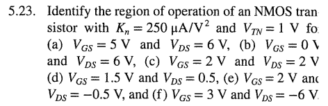 Solved 23. Identify the region of operation of an NMOS tran | Chegg.com