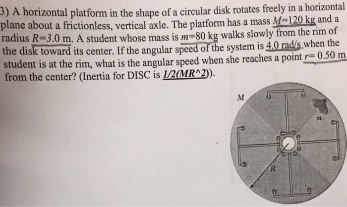Solved A horizontal platform in the shape of a circular disk | Chegg.com