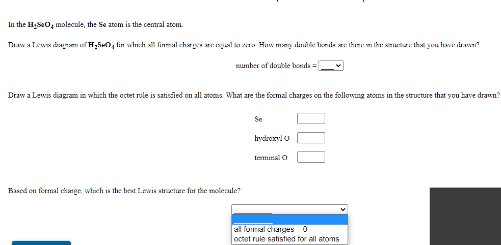 Solved In the H2Se04 molecule, the Se atom is the central | Chegg.com