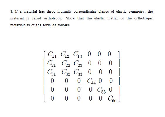 Solved 3. If a material has three mutually perpendicular | Chegg.com