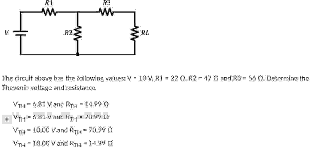 Solved The circuit above has the following values: V=10V, | Chegg.com