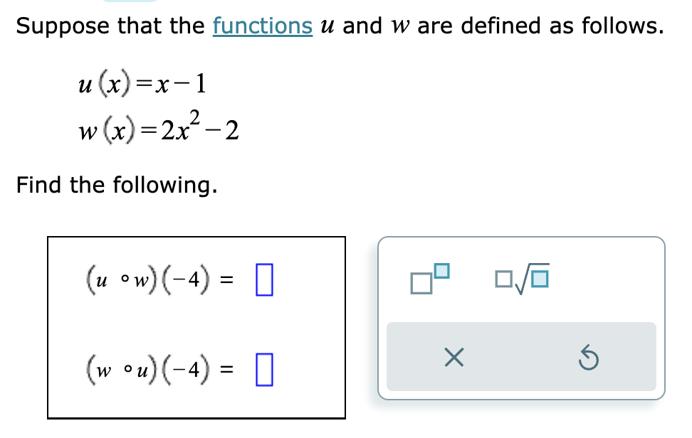 Solved Suppose that the functions u and w are defined as | Chegg.com