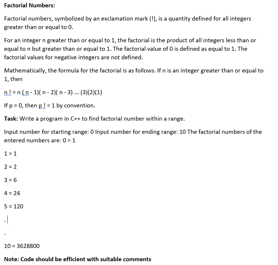 Solved Factorial Numbers: Factorial numbers, symbolized by | Chegg.com