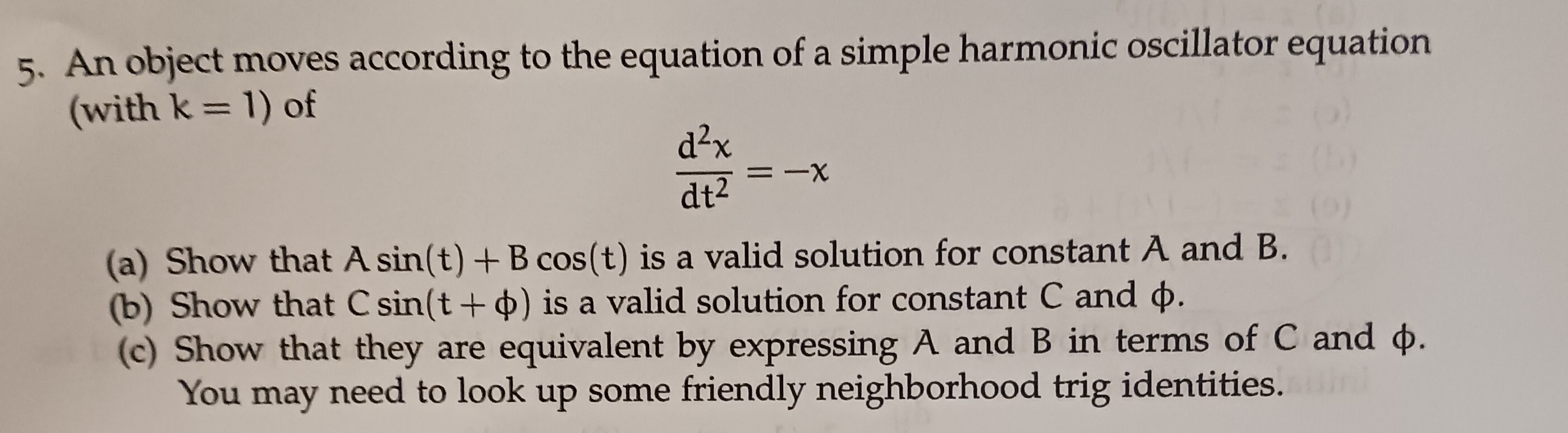 Solved An object moves according to the equation of a simple | Chegg.com