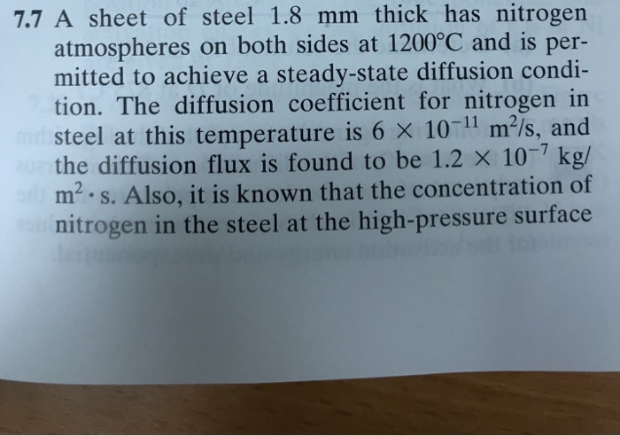 Solved 7.7 A sheet of steel 1.8 mm thick has nitrogen | Chegg.com