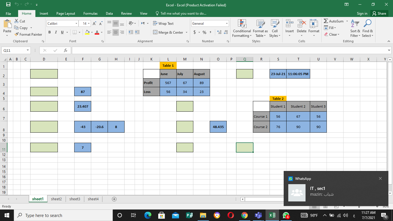 Solved BG Excel - Excel (Product Activation Failed) o Х | Chegg.com