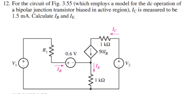 Solved 12. For the circuit of Fig. 3.55 (which employs a | Chegg.com