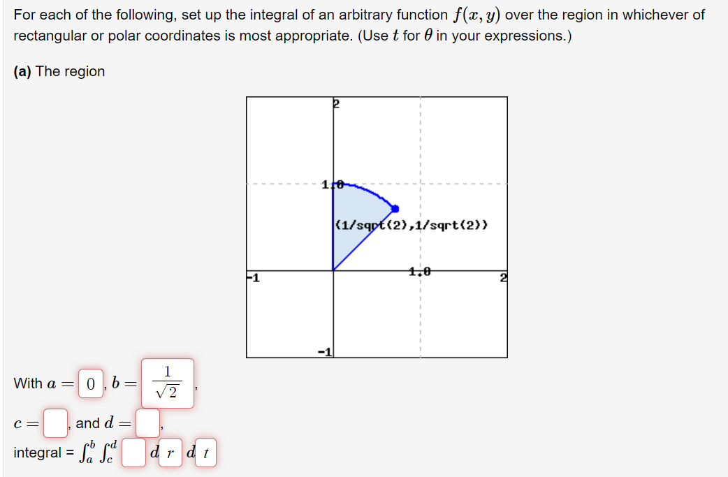 Solved For each of the following, set up the integral of an | Chegg.com