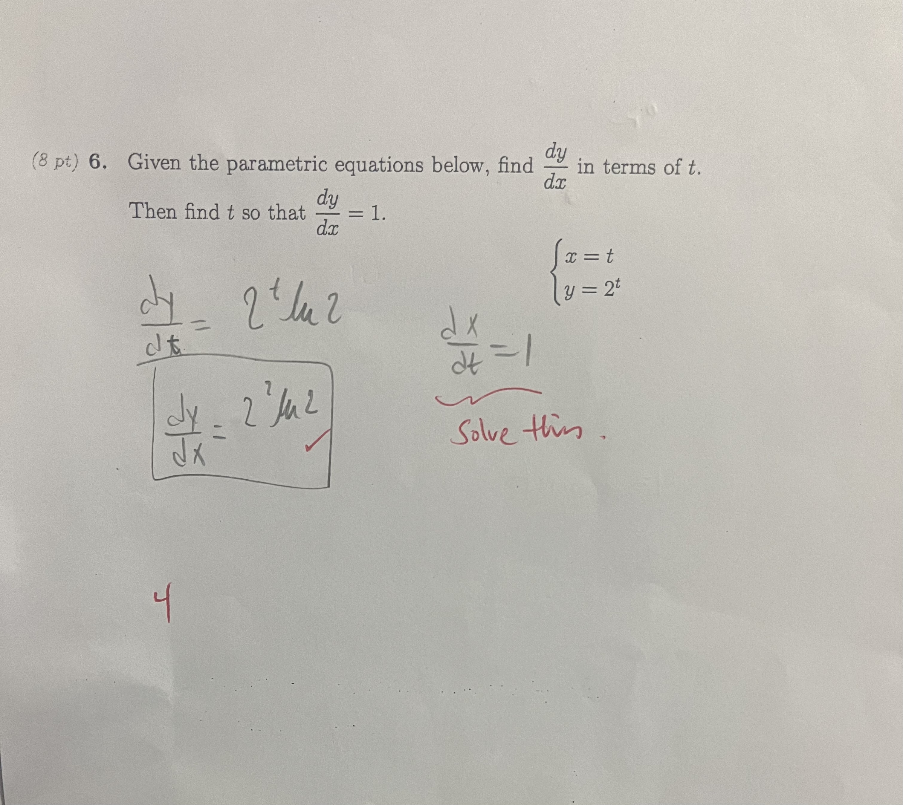 Solved 8 pt) 6. Given the parametric equations below, find | Chegg.com