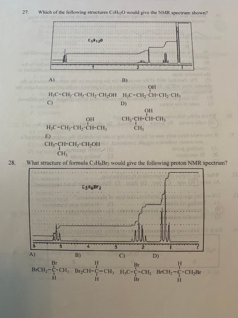 Solved 27. Which of the following structures CsH120 would | Chegg.com