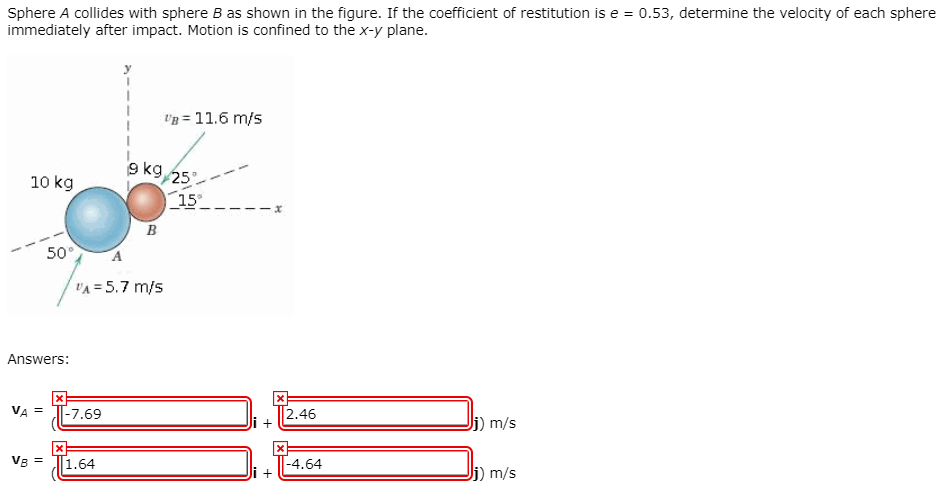 Solved Sphere A collides with sphere B as shown in the | Chegg.com