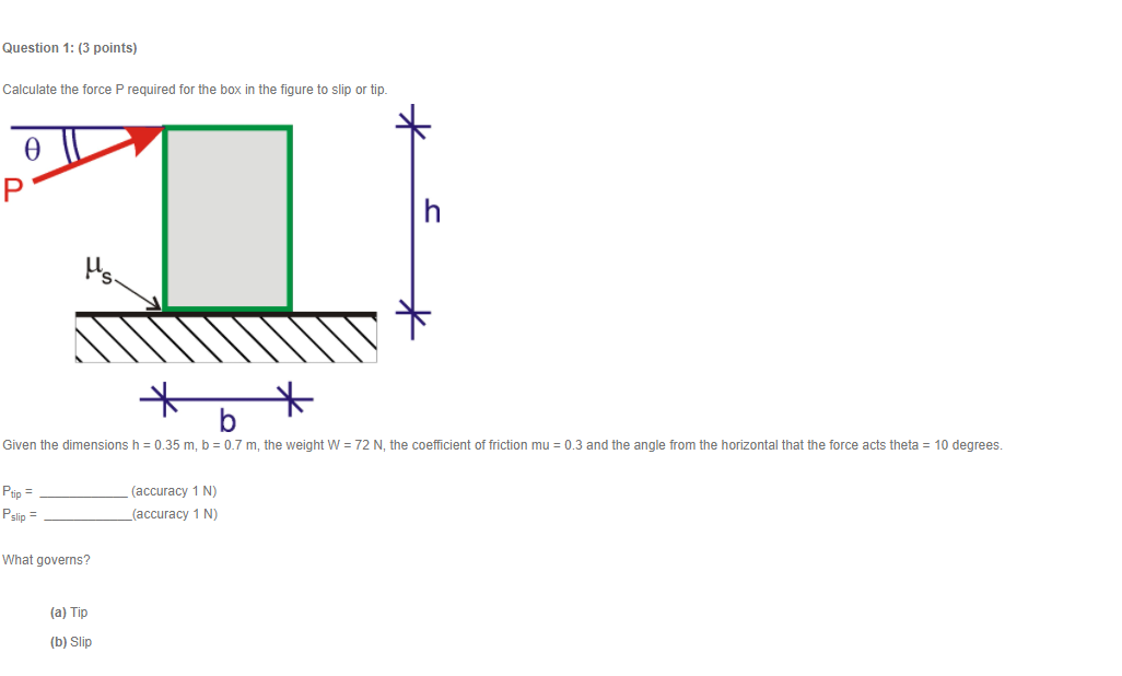 Solved Question 1: (3 points) Calculate the force P required | Chegg.com