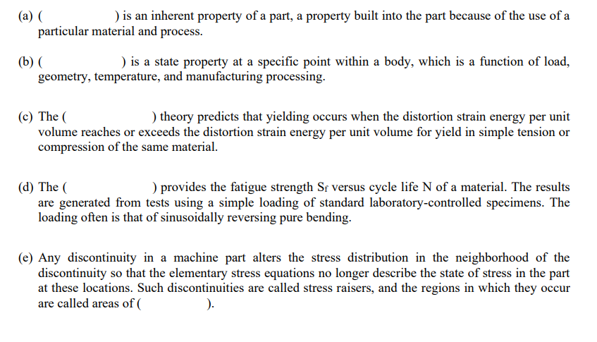 Solved (a) ( ) is an inherent property of a part, a property | Chegg.com