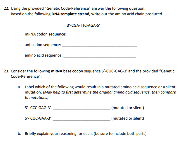 Solved Genetic Code-Reference2. Using the provided Solved Genetic Code-Reference2. Using the provided