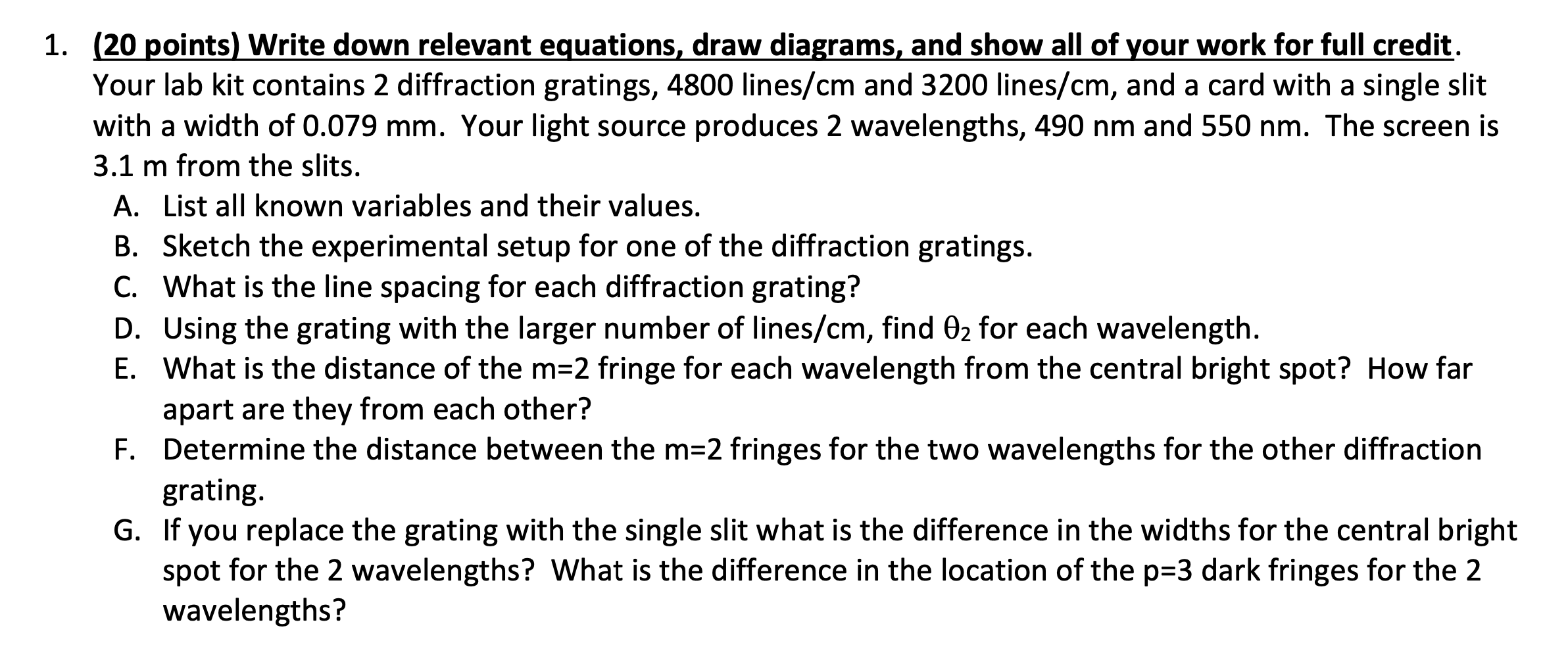 Solved (20 points) Write down relevant equations, draw | Chegg.com