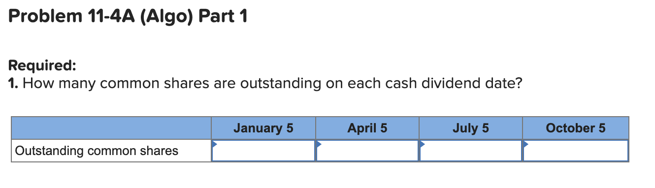 Solved Problem 11-4A (Algo) Analyzing changes in | Chegg.com