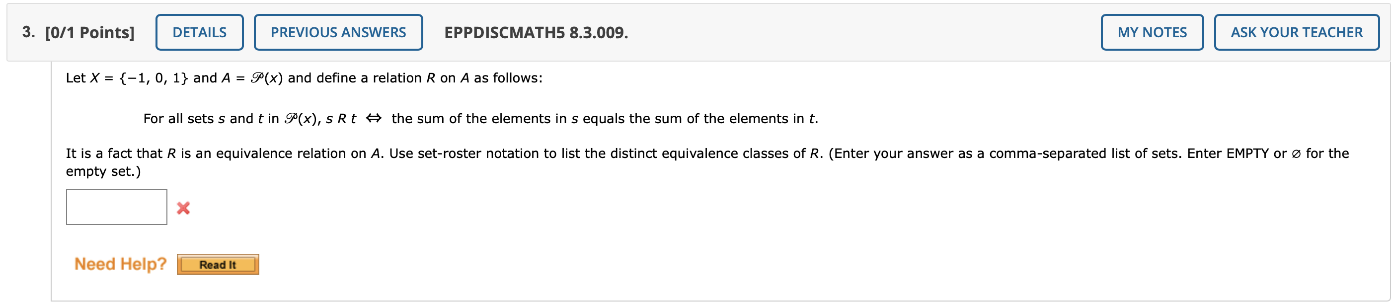 Solved 3. [0/1 Points] DETAILS PREVIOUS ANSWERS EPPDISCMATH5 | Chegg.com