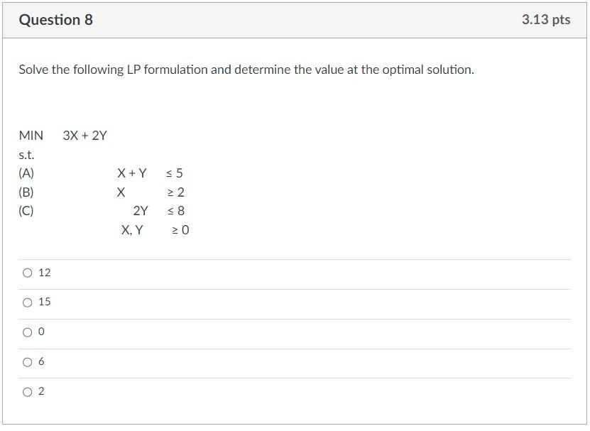 Solved Solve the following LP formulation and determine the | Chegg.com