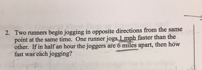 Solved Two runners begin jogging in opposite directions from | Chegg.com