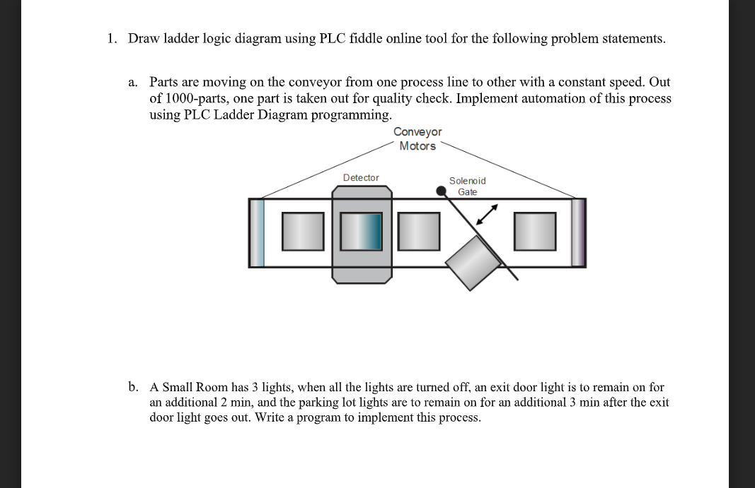 Solved 1. Draw ladder logic diagram using PLC fiddle online | Chegg.com