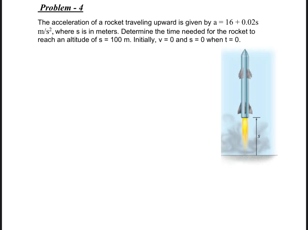 Solved Problem - 4The acceleration of ﻿a rocket traveling | Chegg.com