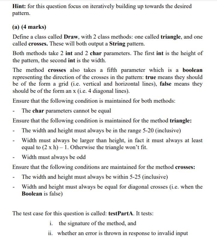 Hint: for this question focus on iteratively building | Chegg.com