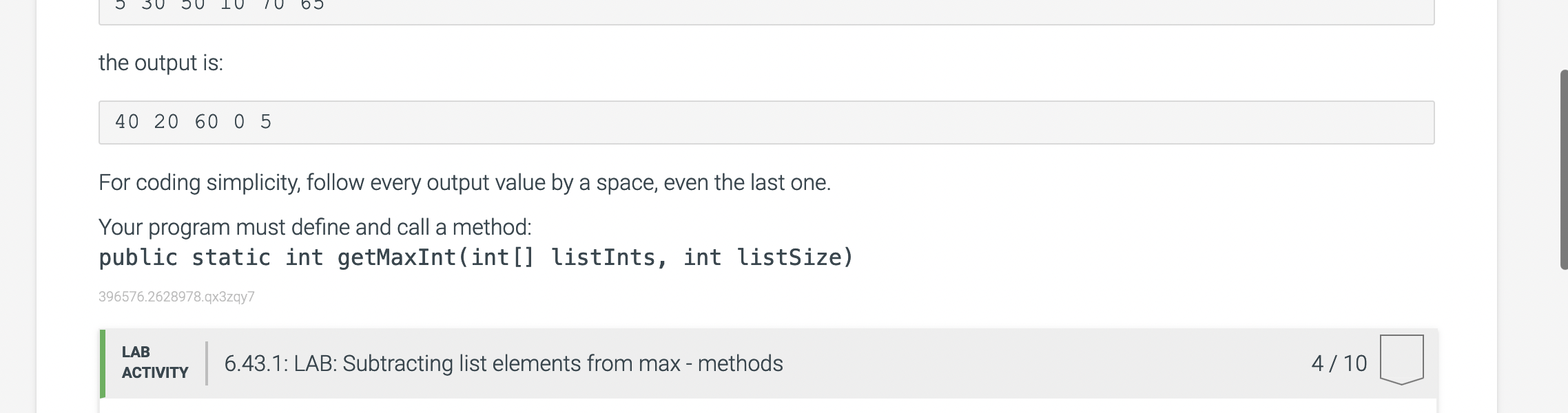 Solved For coding simplicity, follow every output value by a | Chegg.com