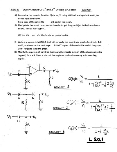 Solved EET327 COMPARISON OF 1 and 2nd ORDER HP. Filters | Chegg.com