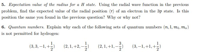 Solved 5 Expectation Value Of The Radius For A H State