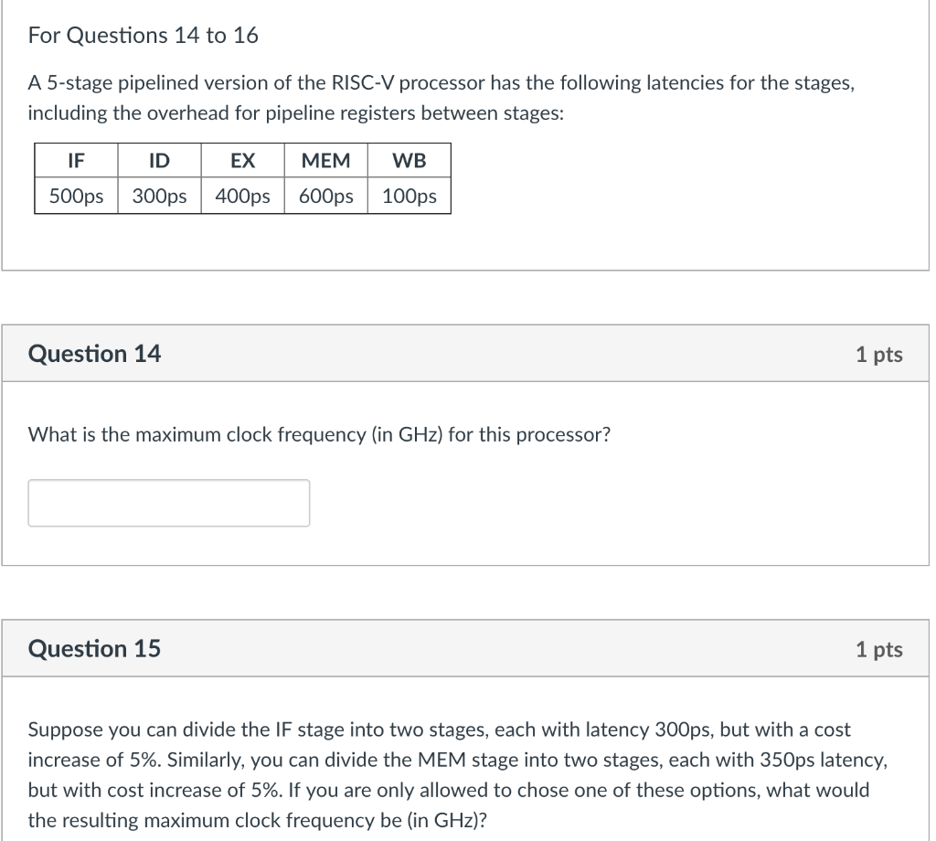 Solved For Questions 14 to 16 A 5-stage pipelined version of | Chegg.com