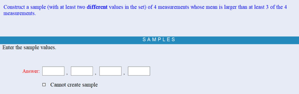 Solved Construct a sample (with at least two different | Chegg.com