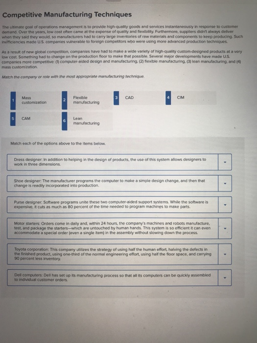 Solved Production Processes anufacturers use several | Chegg.com