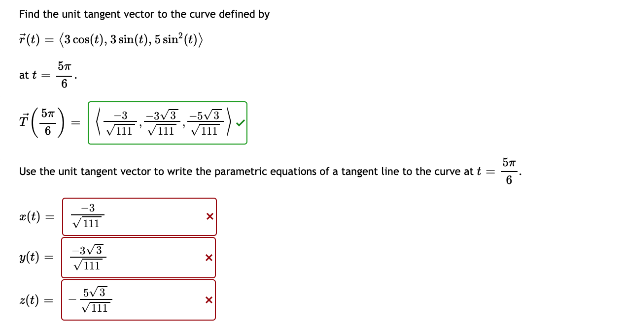 Solved Find the unit tangent vector to the curve defined by | Chegg.com