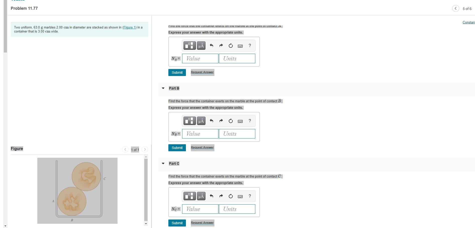 Solved Part D What force does each marble exert on the | Chegg.com